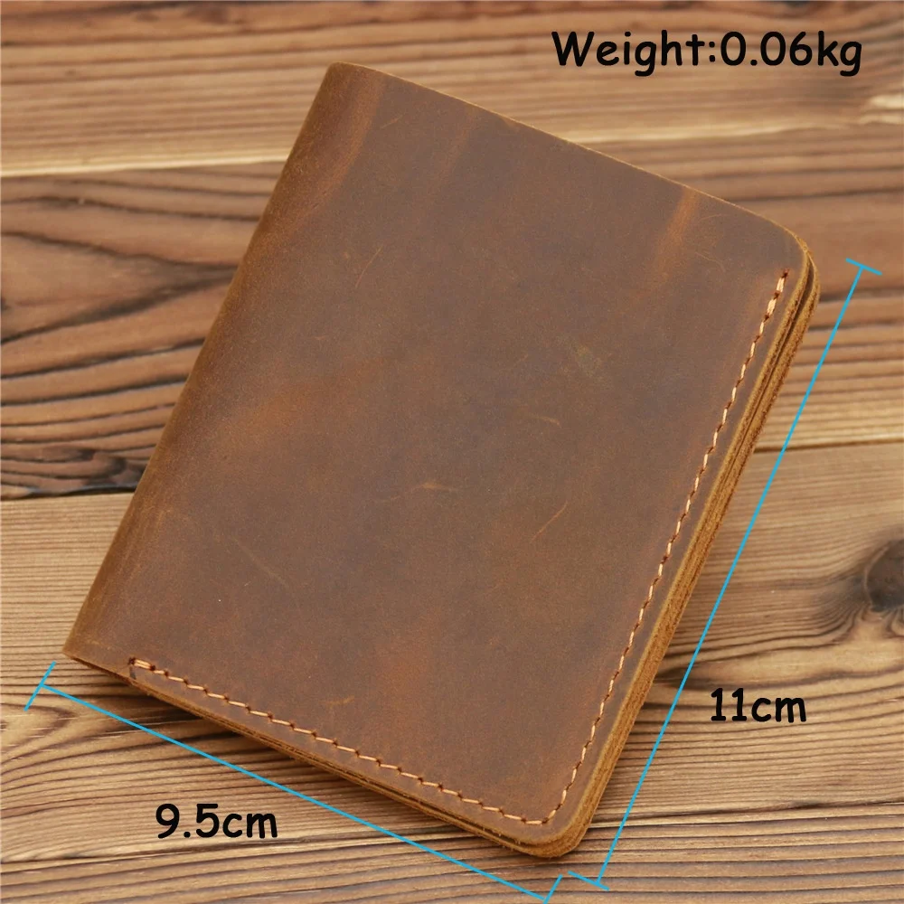 Boshiho Custom Crazy Horse Wallet Men Bifold Real Leather Wallets Slim ...