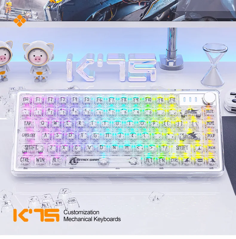 Attack Shark K75 Transparent Mechanical Keyboard - 82 Keys