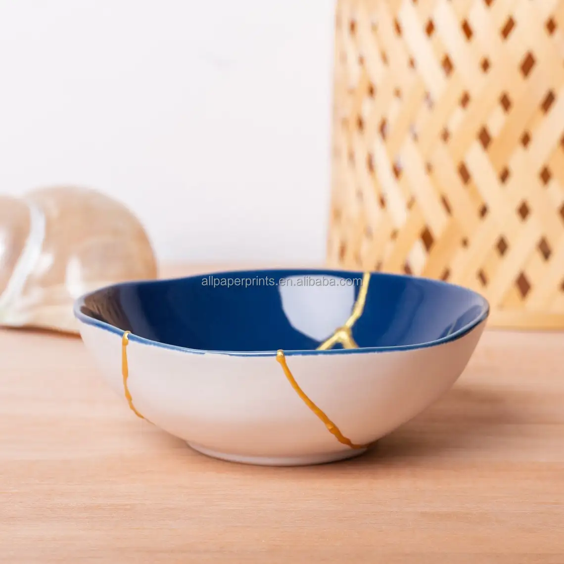 Kintsugi Bowl,Kintsugi Blue Bowl,Kintsugi Pottery,Minimalist,Home Decor ...
