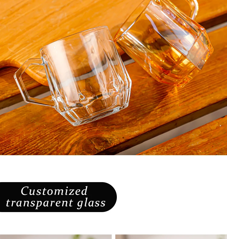 High Quality 280ml Six Sided Glass Cup Coffee Water Tea Mugs Glassware ...