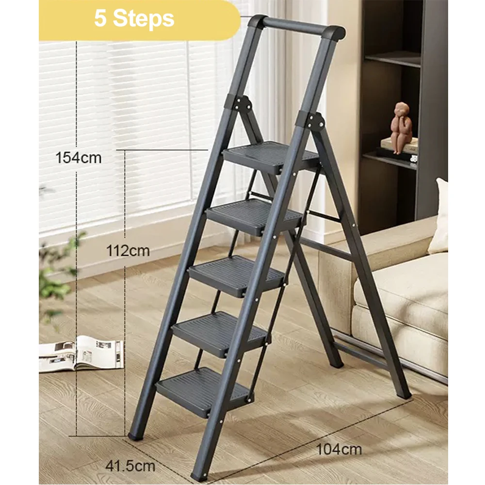 5 Step Folding Lightweight Steel Ladder Double Ladder and Straight ...