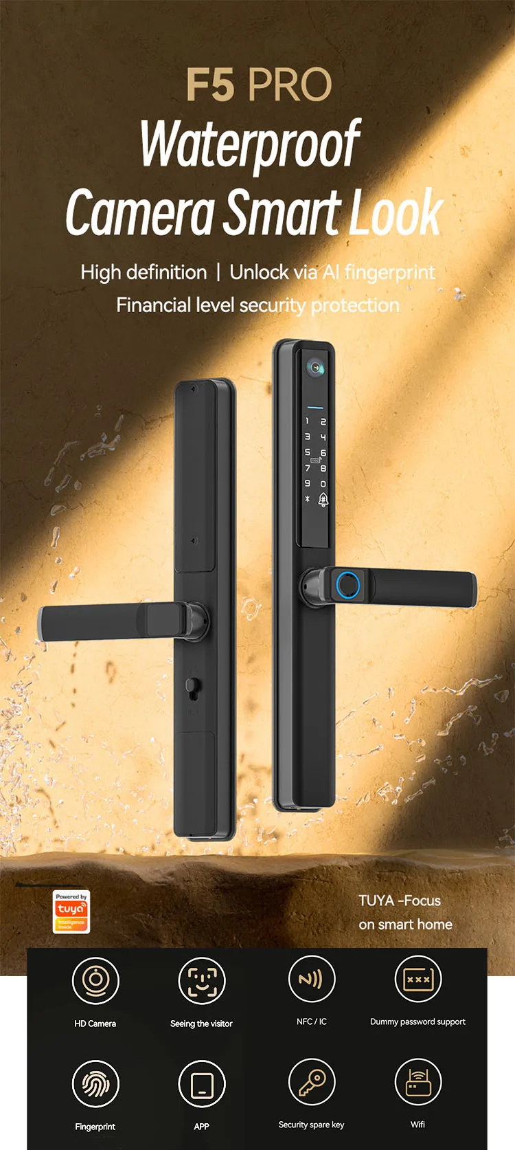 Aluminium Door Lock Remote Control Tuya Wifi Camera Smart Biometric ...