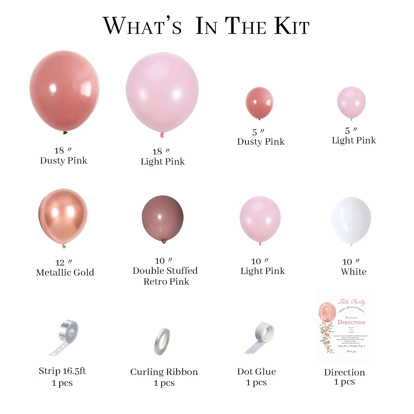 Dusty Pink Balloon Garland Kit - 135 Pcs for Baby Shower