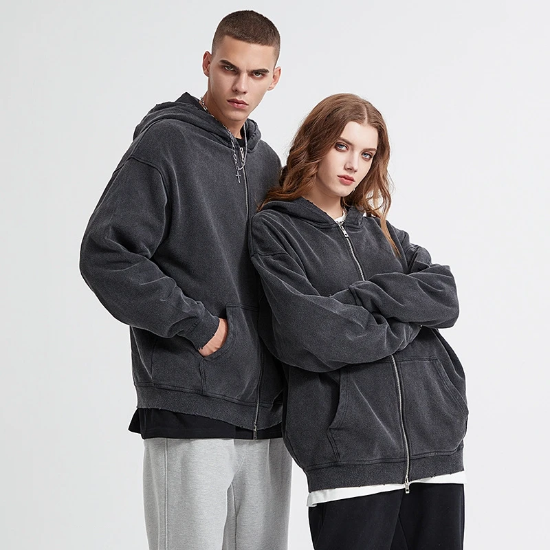 Wholesale Cotton Distressed Vintage Hoodies No String Stone Washed ...