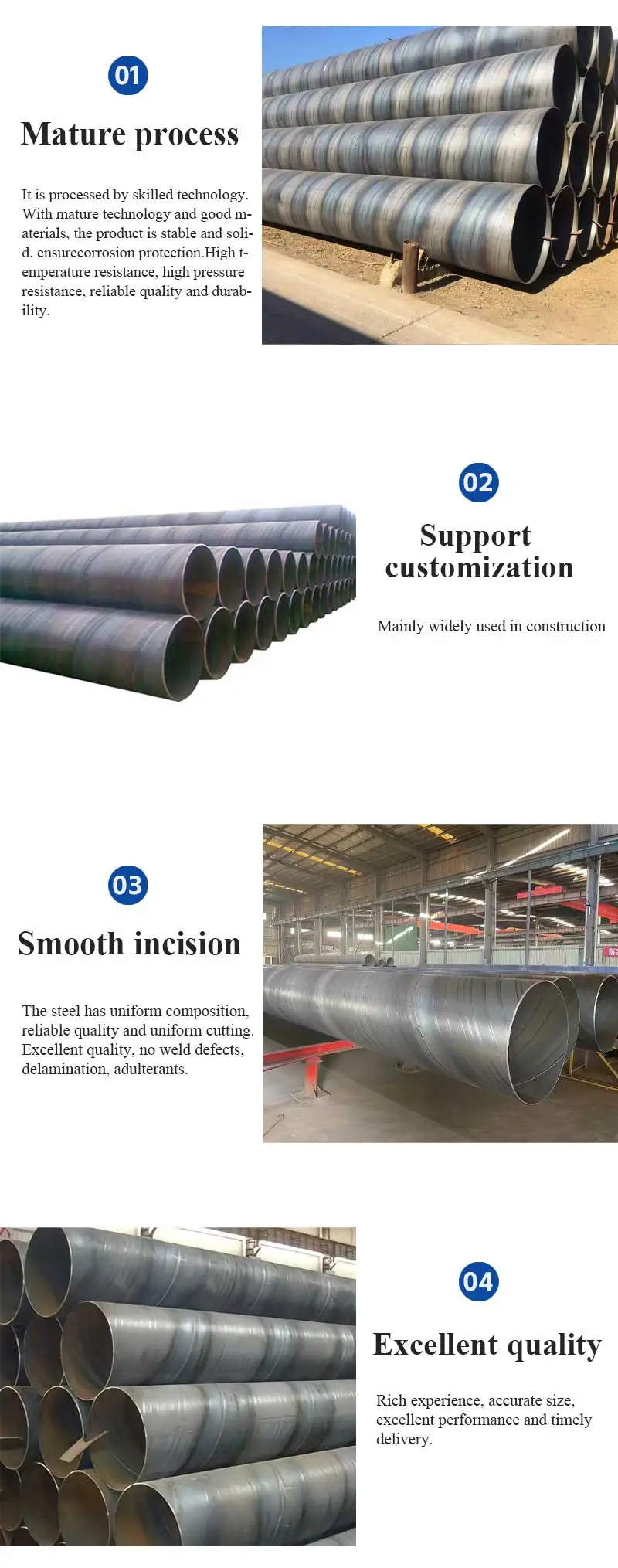 Oil Gas Pipeline 6mm 12mm 15mm 20mm Thickness Steel Tube SSAW 609 mm ...