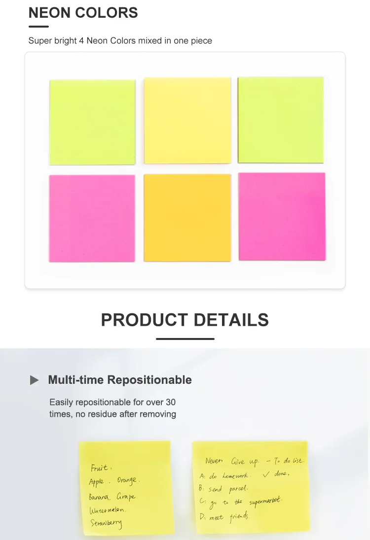 Hot Selling Color Sticky Notes School Office Stationery Supplies 100 ...