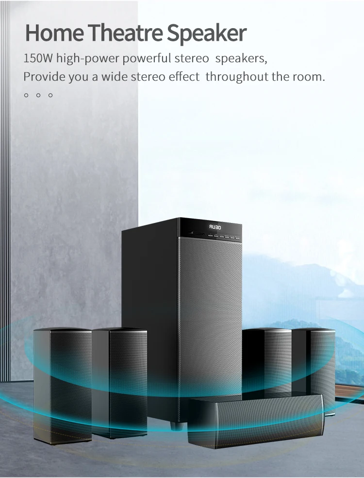 5.1 Wireless Home Theater System With Aux/ Usb/sd/ Fm /remote Surround Sound Led Display (150 ...