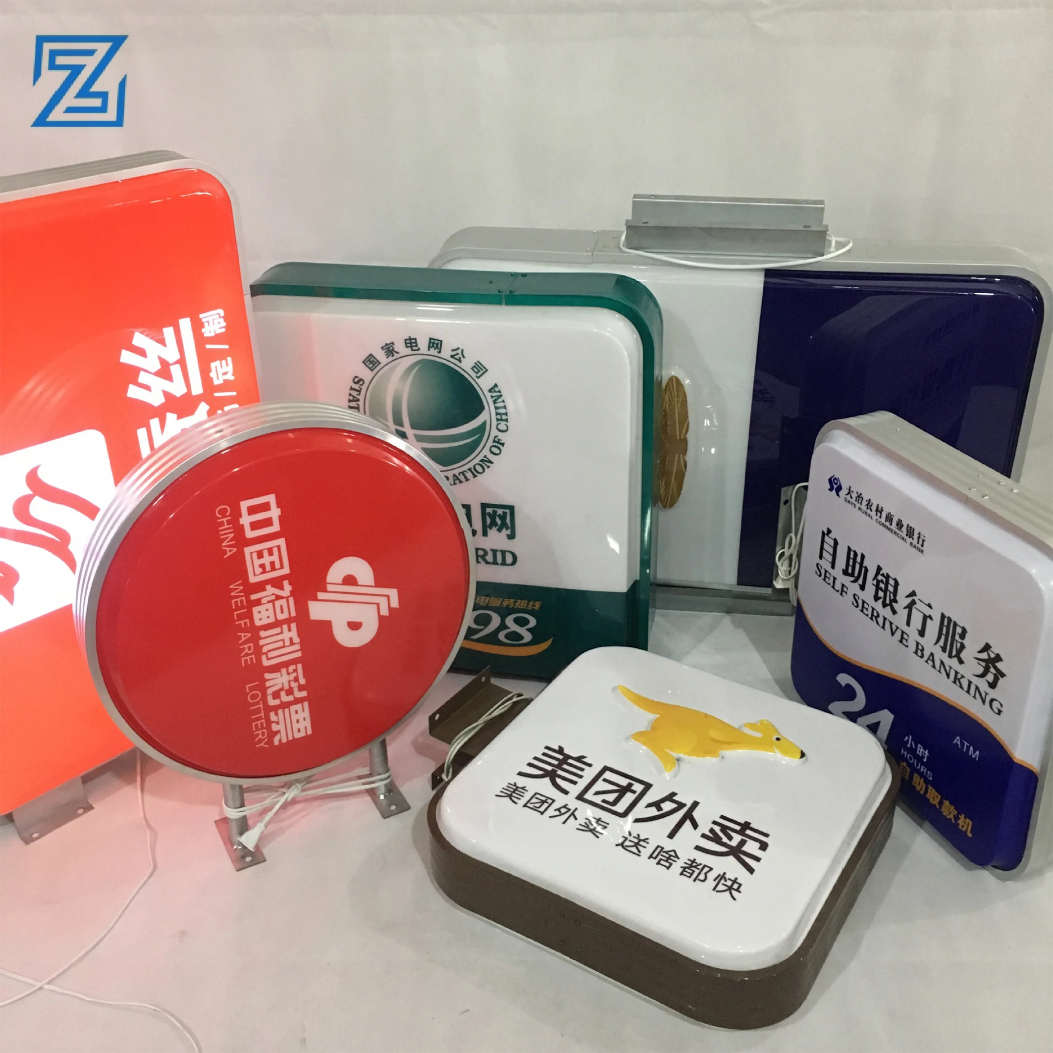 Custom Wall Side Hanging Board Circle Mounted Signboard Two Sides Led ...