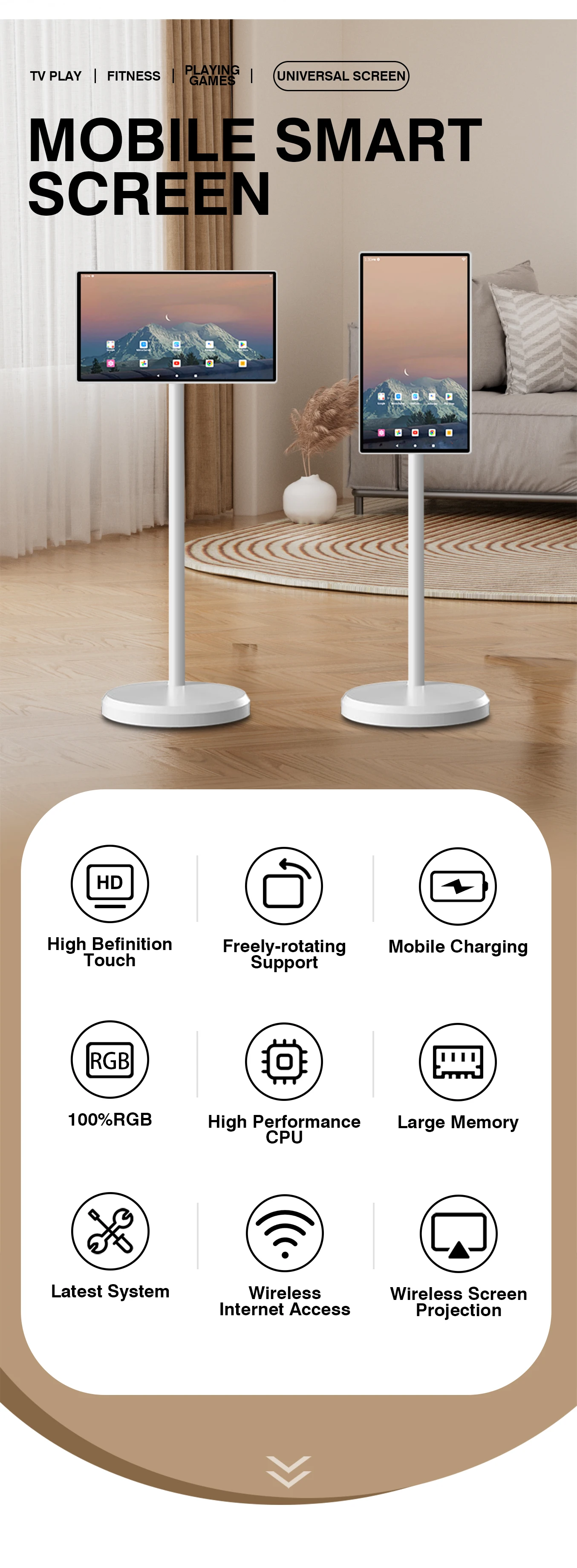 Android Monitor Portable Floor Stand 21.5 Inch Touch Screen Tv Stand By ...