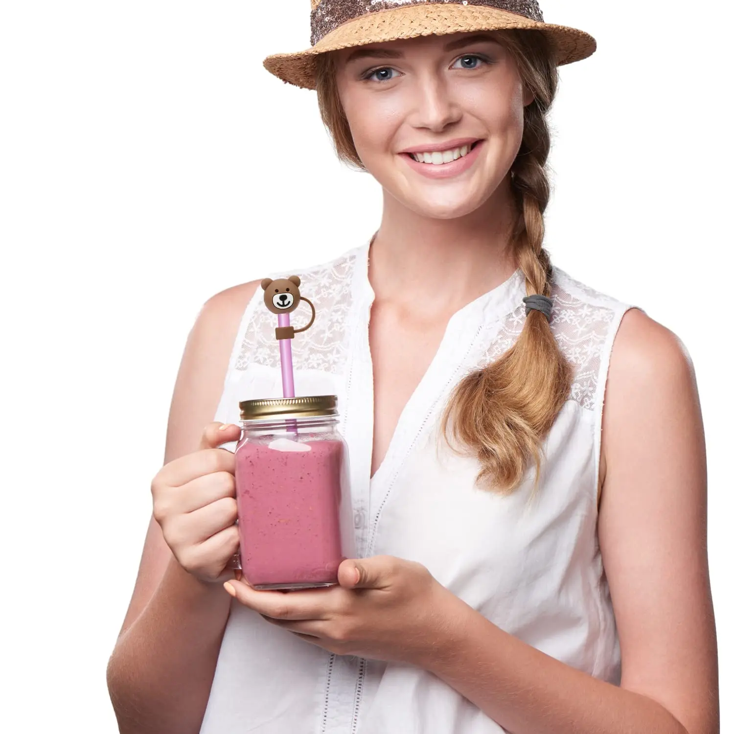 New Silicone Straw Dust Toppers Multicolored Tumbler Cup Shape Straw ...