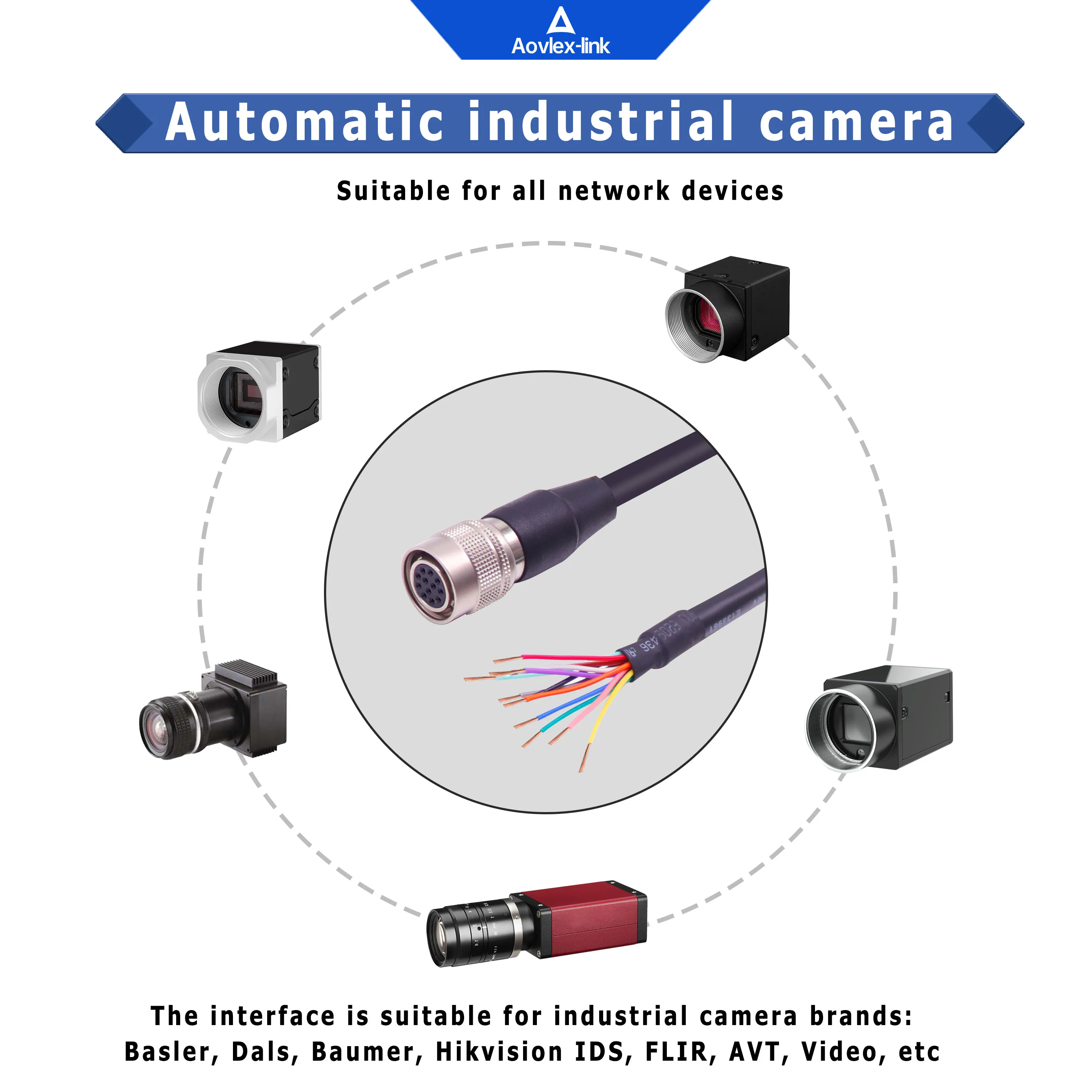 I/o Power Cable Hrs 6pin Plug Female Analog Industrial Camera Cables Machine Vision Cable - Buy ...