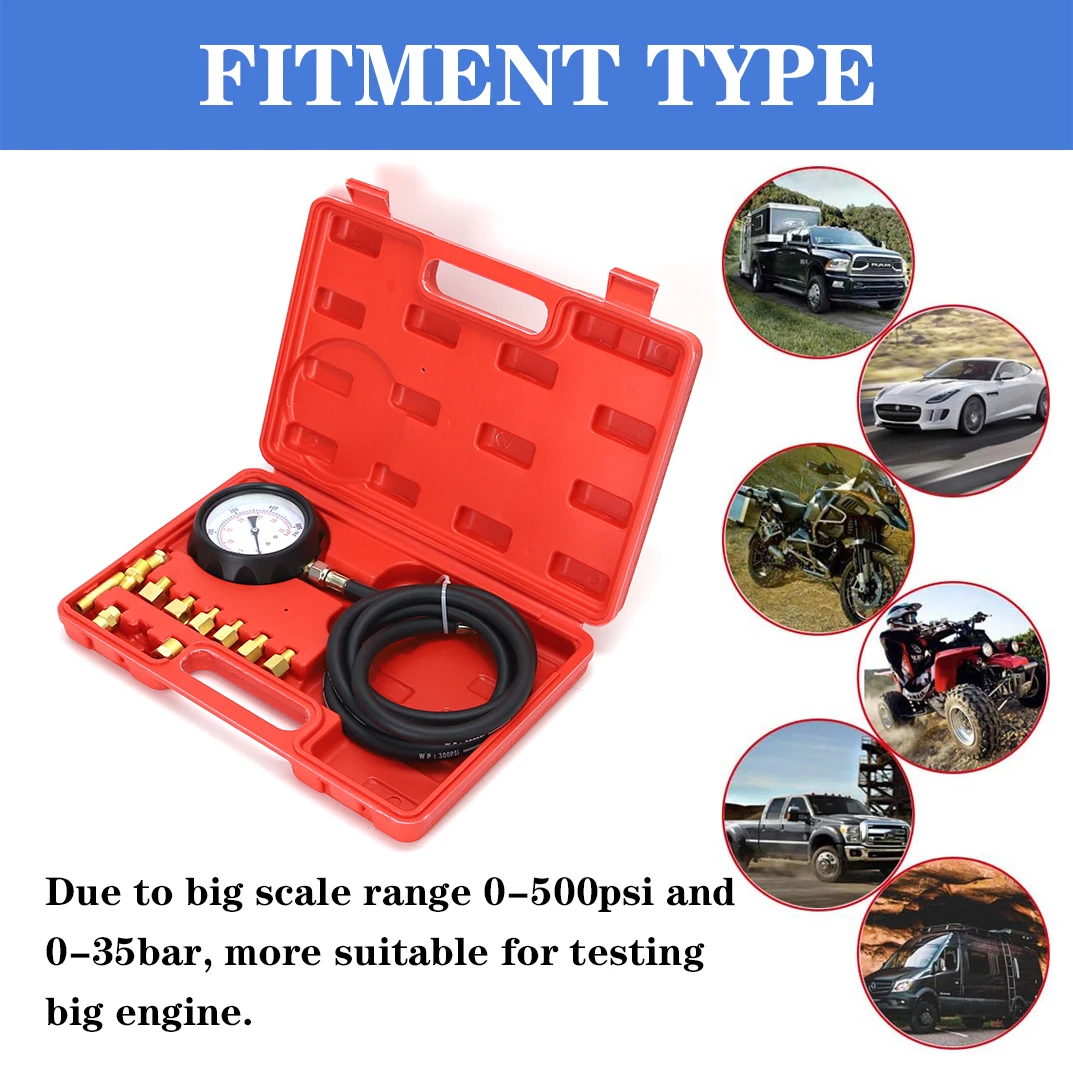 12pcs Oil Pressure Tester Gauge Diagnostics Tools Engine Oil Pressure ...