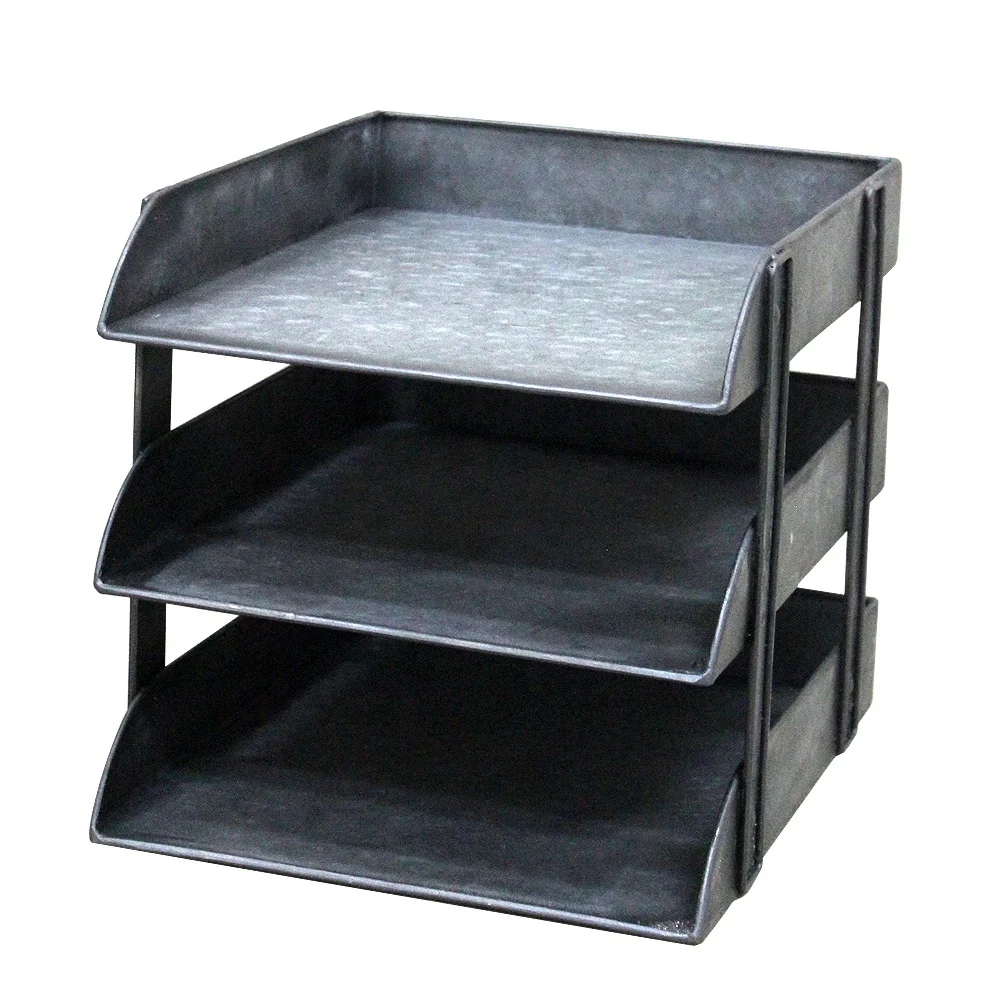 3 Tier Industrial Metal Desk File Organizer Document Tray - Buy Desk ...