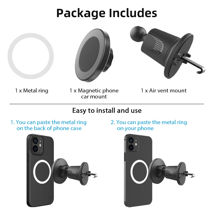 15W Wireless Charger Magnetic Phone Holder Compatible for MagSafe Car ...