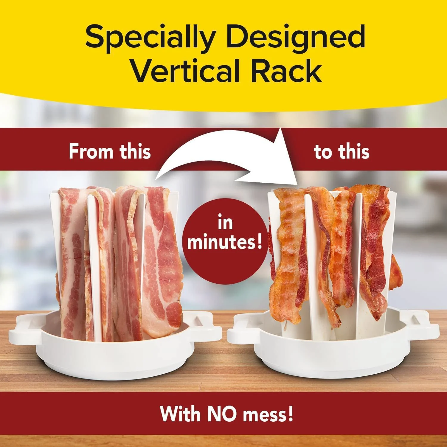 Healthy Microwave Oven Bacon Cooker Rack - Splatter-proof