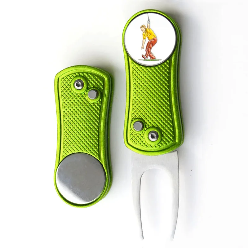 Multi Color Retractable Golf Divot Repair Tool - Stainless Steel