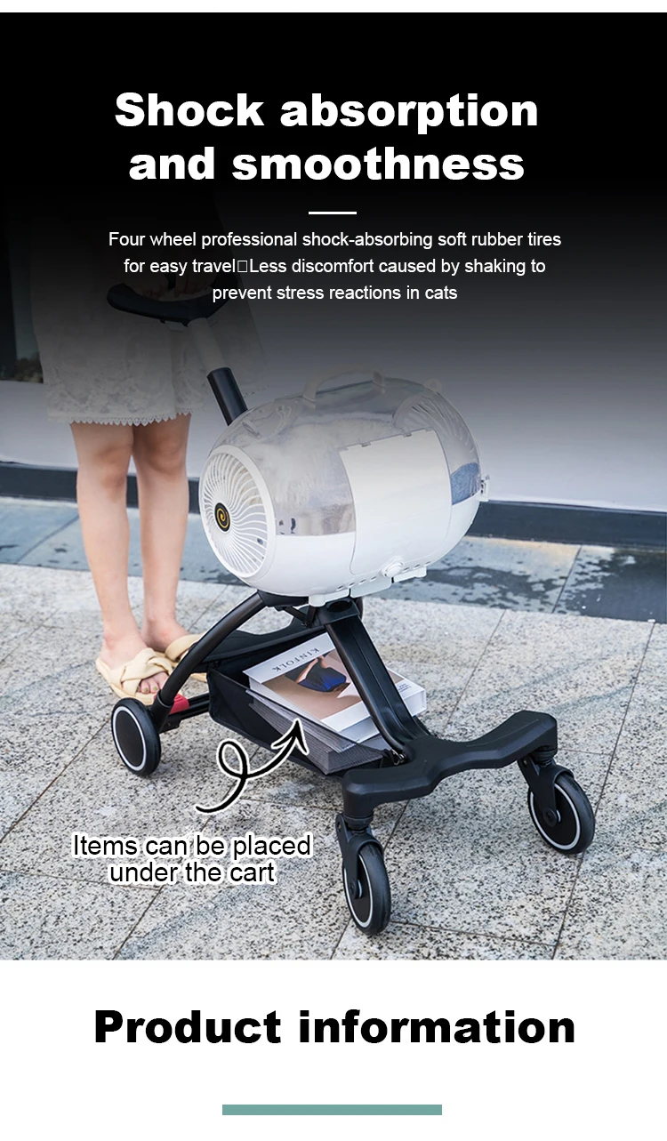 Outdoor Travel Walk Carrier Cat Pet Cart Portable Pet Hand Trolley ...