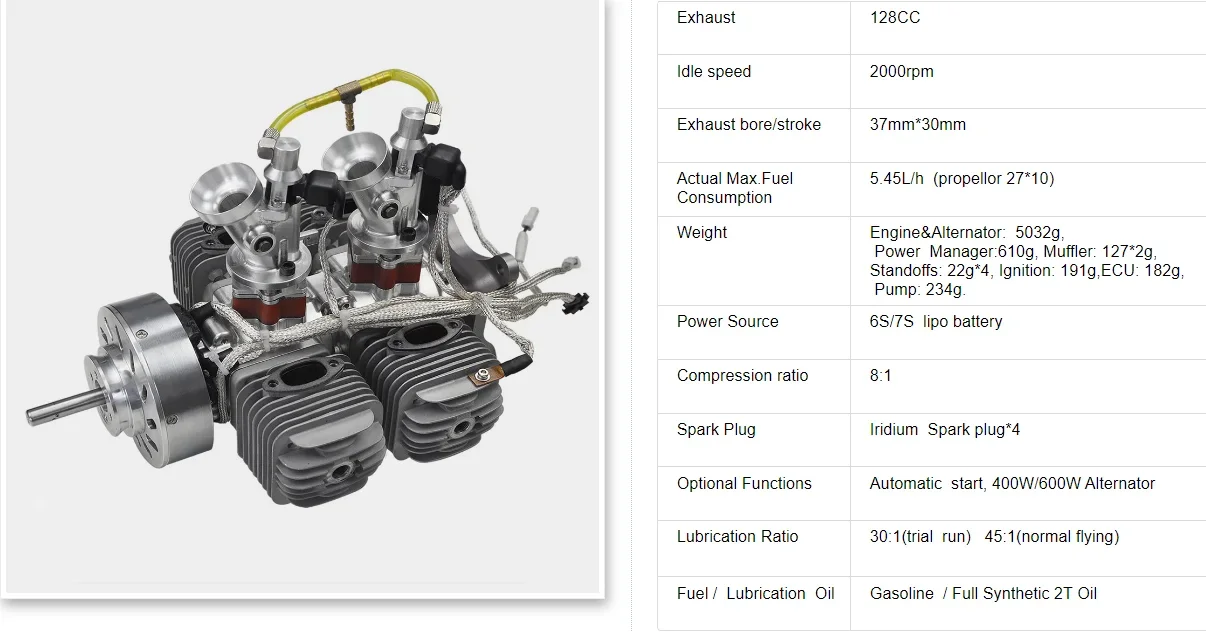 DLA 128CC Four Cylinder Gasoline Engine for RC Model Planes