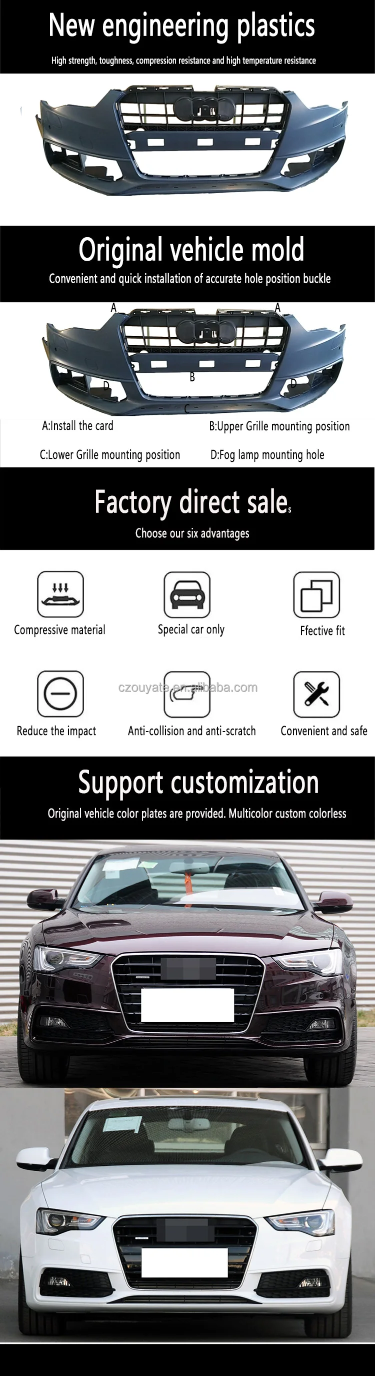 8T0807065E 8T0807065F Auto Body Part S-Line Front Bumper for Audi A5 2012