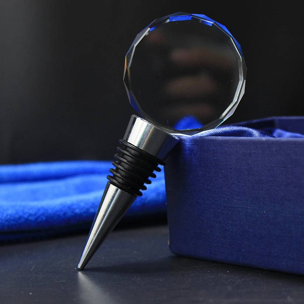 Custom Clear Crystal Glass Wine Bottle Stopper with Logo