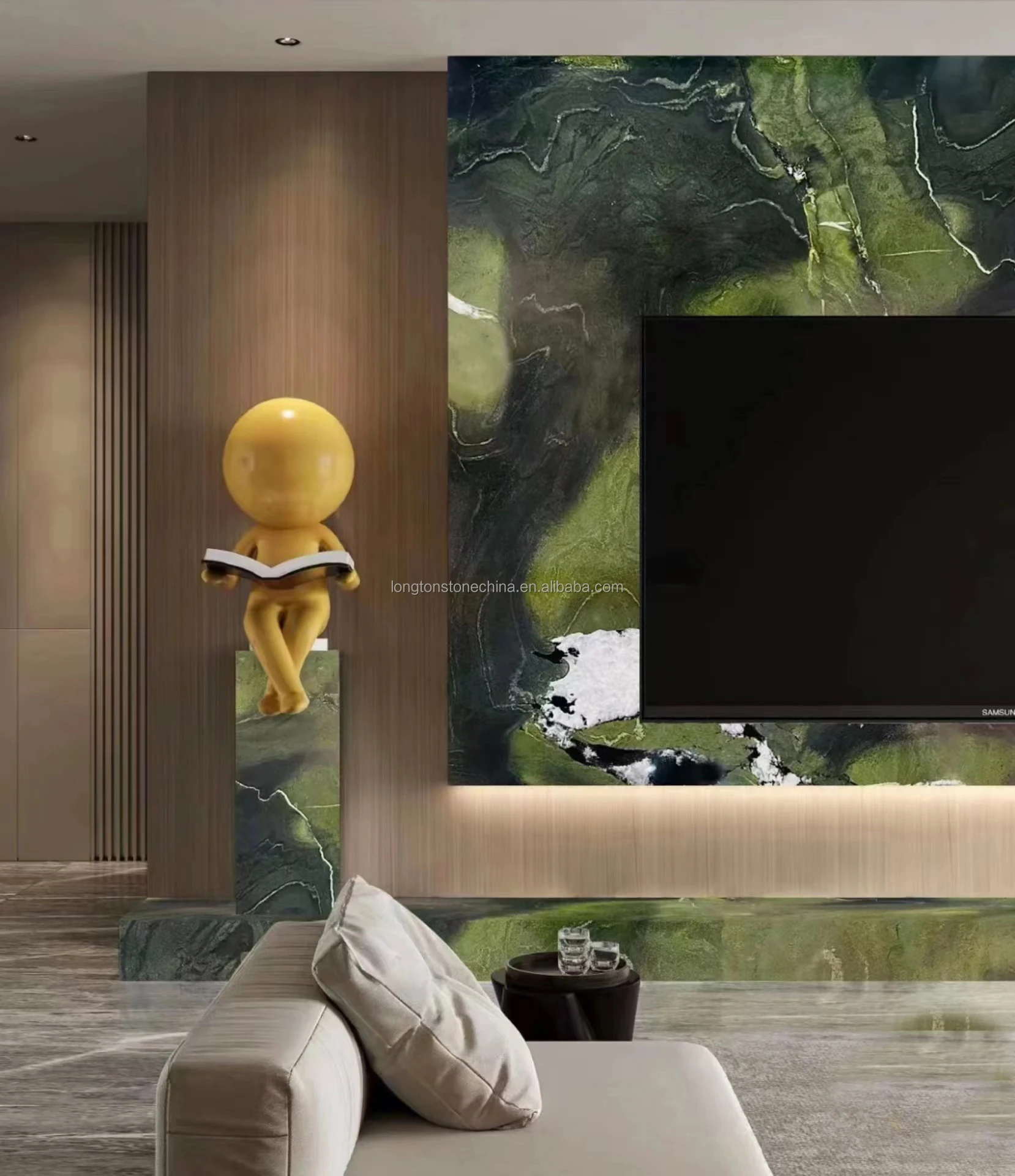 Polished Avocado Green Marble Slab Kitchen Countertop Stone Island ...