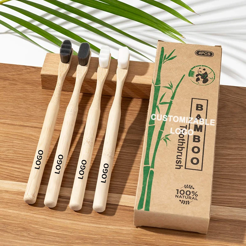 Wholesale Bamboo Toothbrush 100% Biodegradable Natural Wooden Handle ...