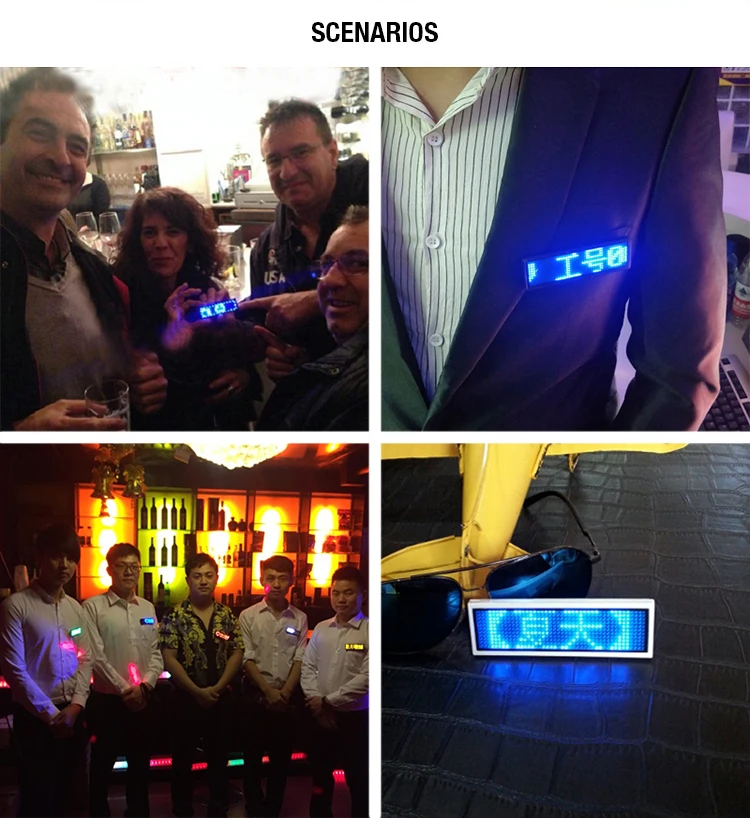 Wholesale Wearable LED Lights - Message Scrolling Badges