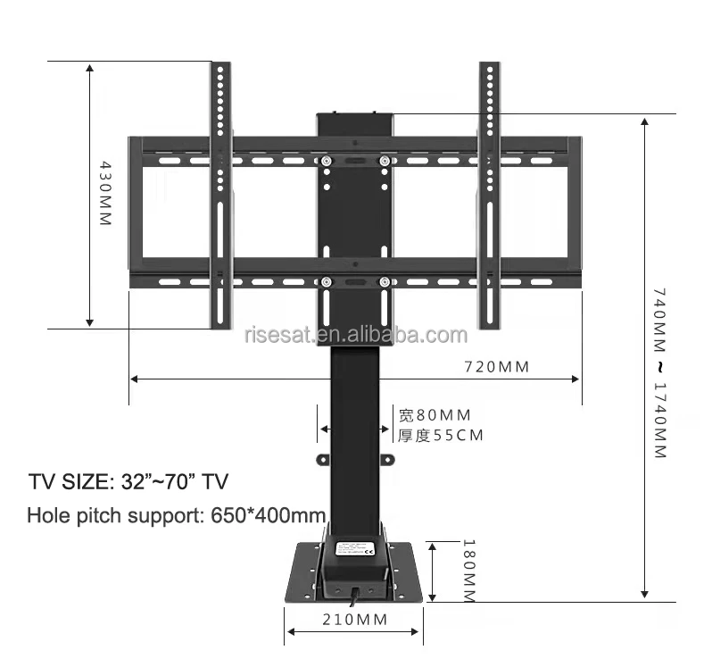 1000mm Stroke 37"-85" TV Electric LCD TV Lift Kit TV Stand With Movable ...