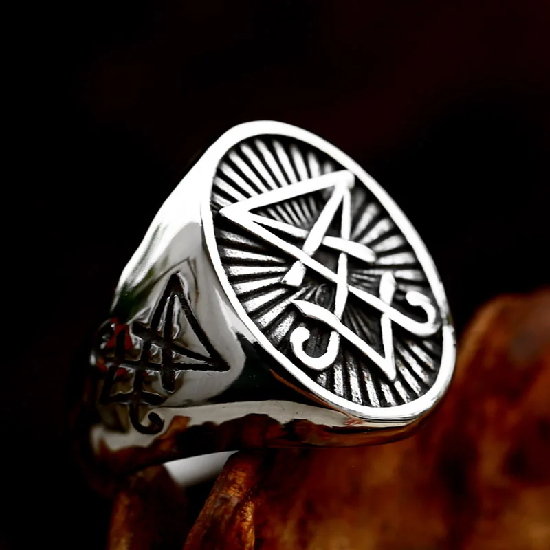 SS8-1146R pdated Design Vintage Lucifer Satan Signet Ring Men's Ring ...
