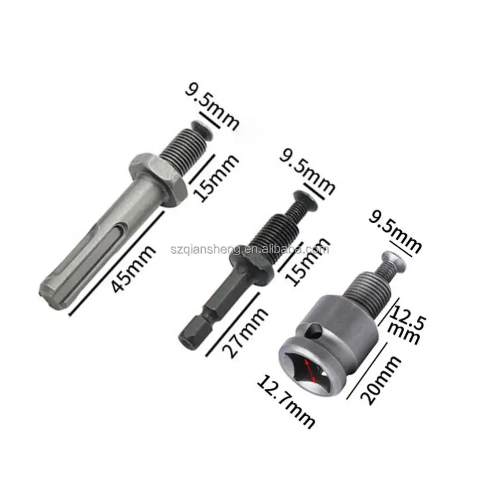 3Pcs 10 13mm Drill Chuck Adapters Threaded Quick Connection SDS Plus Hex Socket Square Female Chuck Adapter for Electric Drill