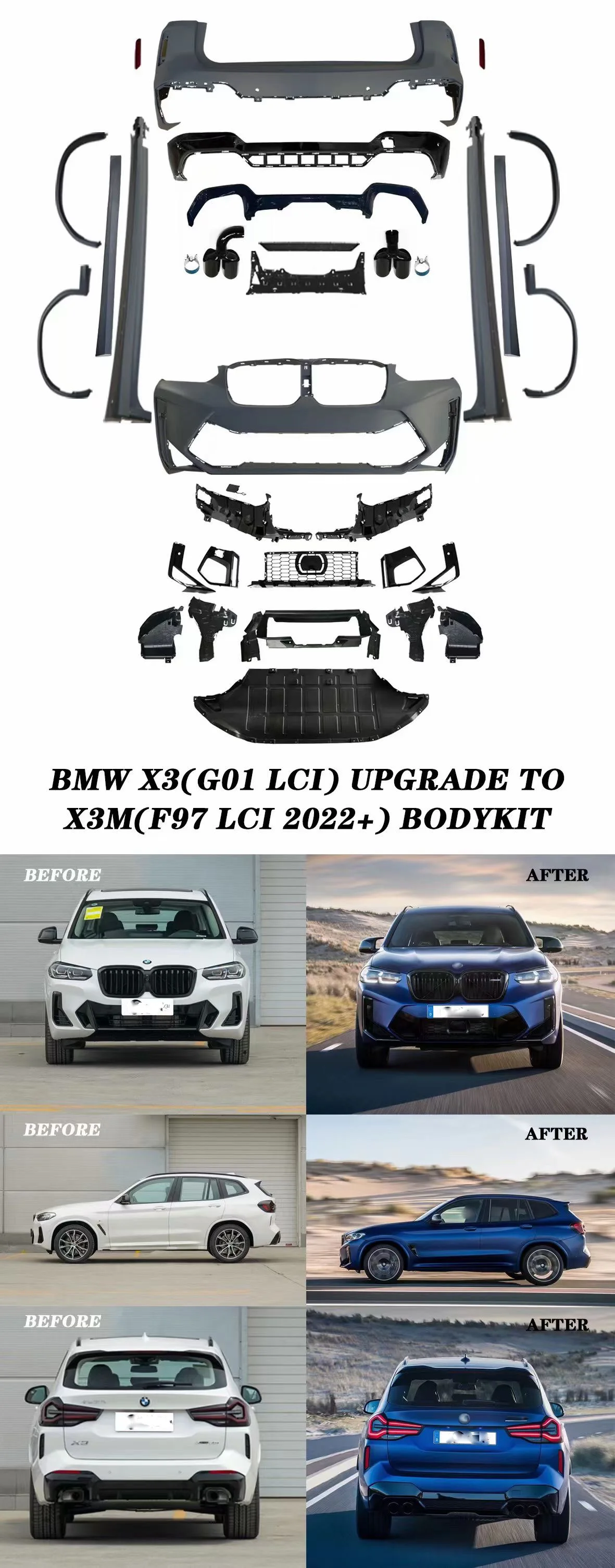 Bodykit for Bmw 2022 X3(g01 G08 Lci) Upgrade X3m (f98 Lci) Bodykit for ...