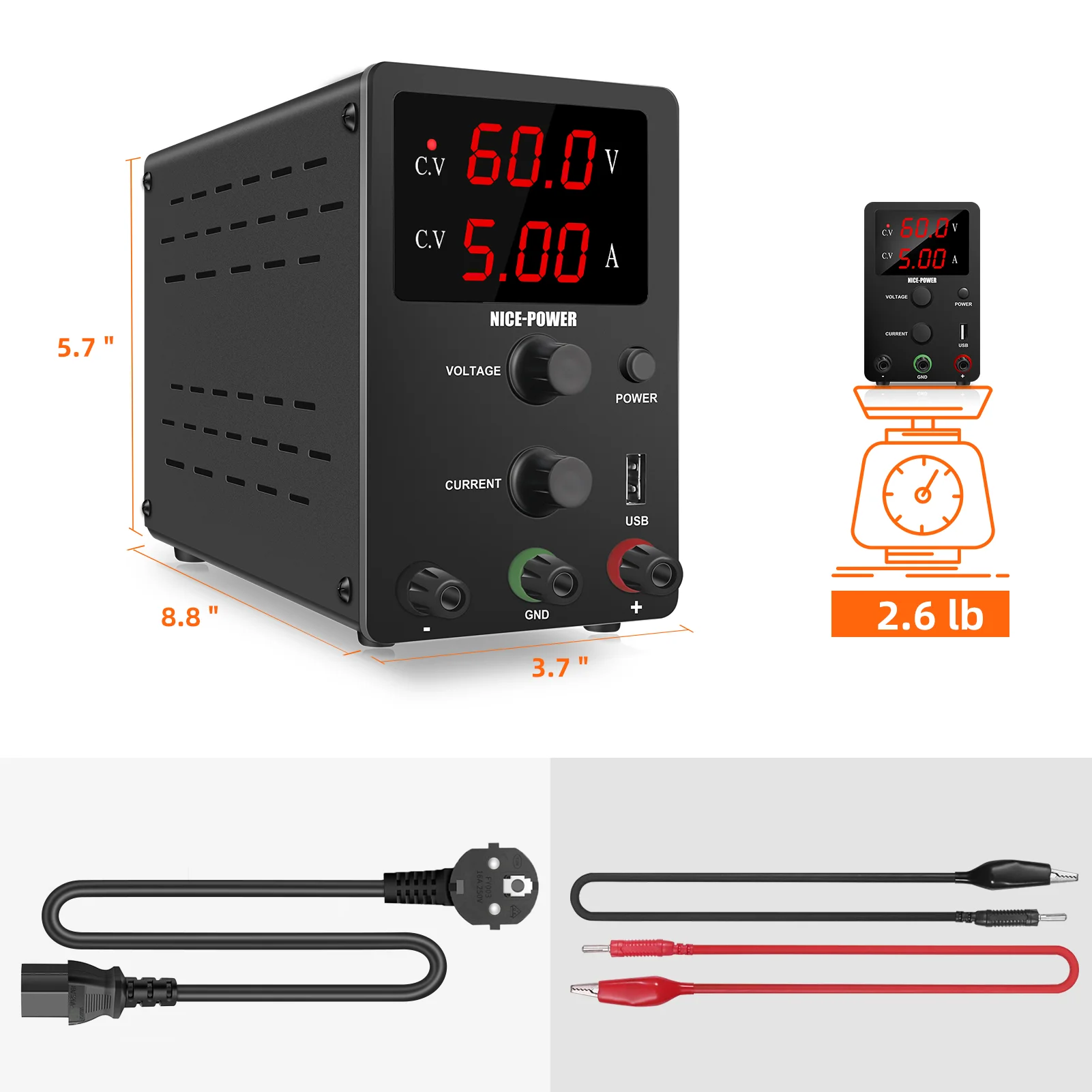 Nice-power 60v 5a Digital Adjustable Dc Voltage Regulator Laboratory ...