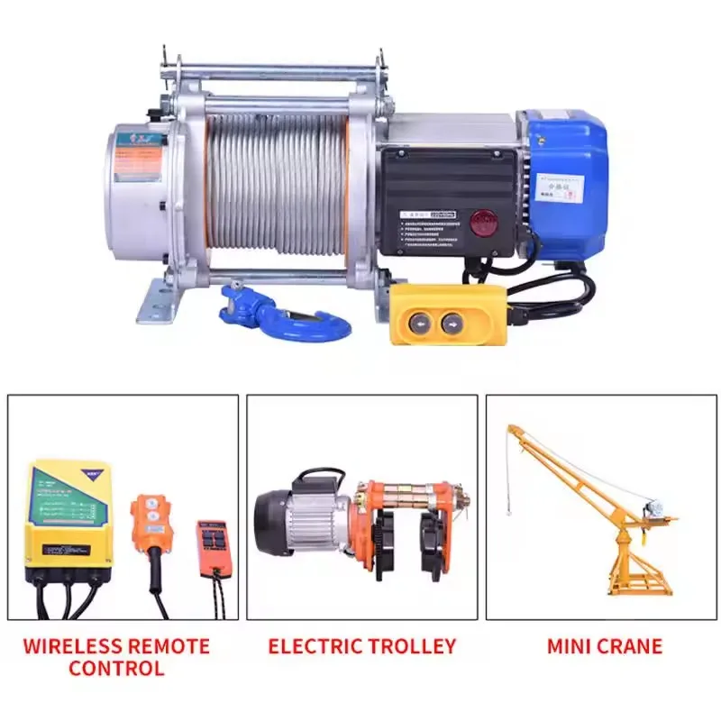 1 Ton Electric Wire Rope Motor Hoist Construction Cable Pulling Winch ...