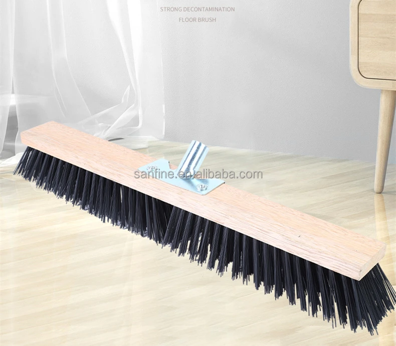 Patio Bathroom Cleaning Brush Outdoor Wooden Handle Push Broom ...