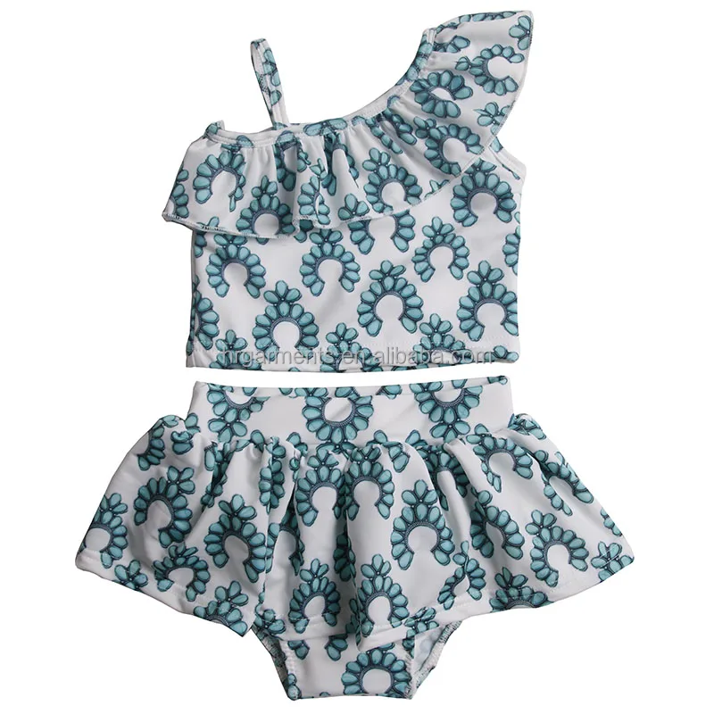 Bathing Suit Girl Bikini Floral Print Swim Suit For Kids Ruffle Top ...