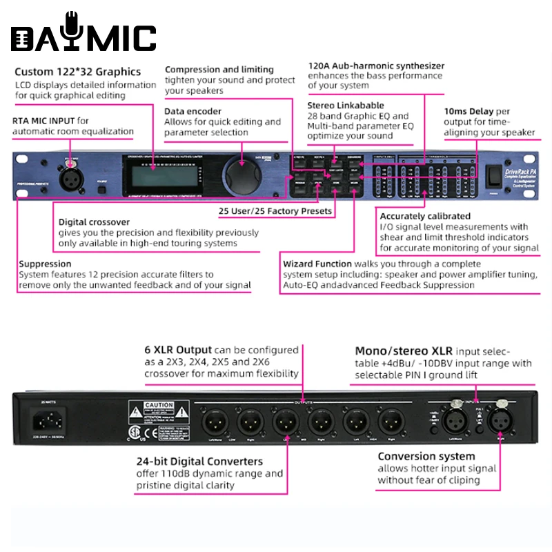 Aoshen Pro Processor Audio Power Amplifier With L R Low Mid High Audio ...