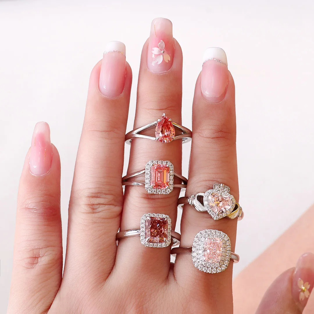 Wholesale Gold Rings - Luxury Pink Diamond Engagement Bands