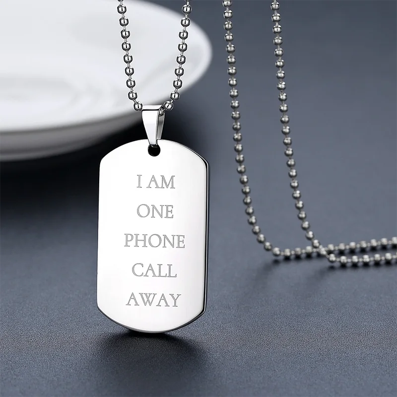Engraved Stainless Steel Shield ID Militaire Tags Necklace Men ...