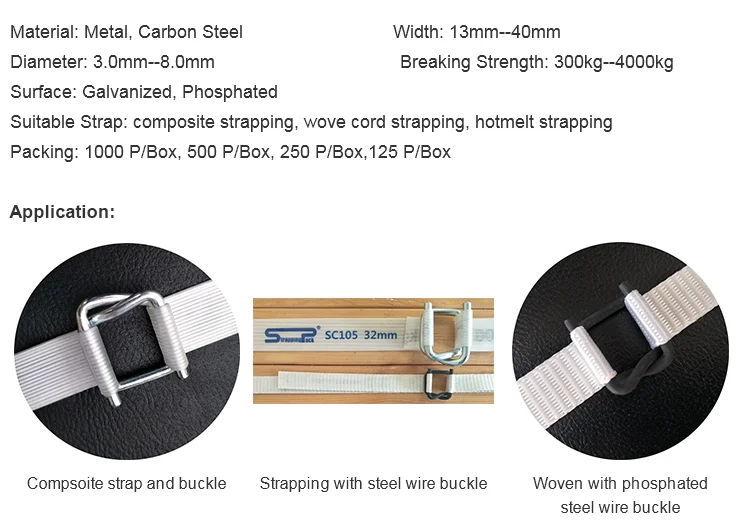 Galvanized / Phosphated Metal Steel Wire Cross Strapping Buckle - Buy ...