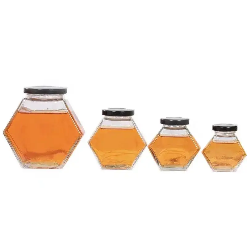 Custom Hexagon Glass Bottle 100ml 180ml 280ml 380ml Sealed Honey Jar Glass Jar With Lid - Buy Ln ...