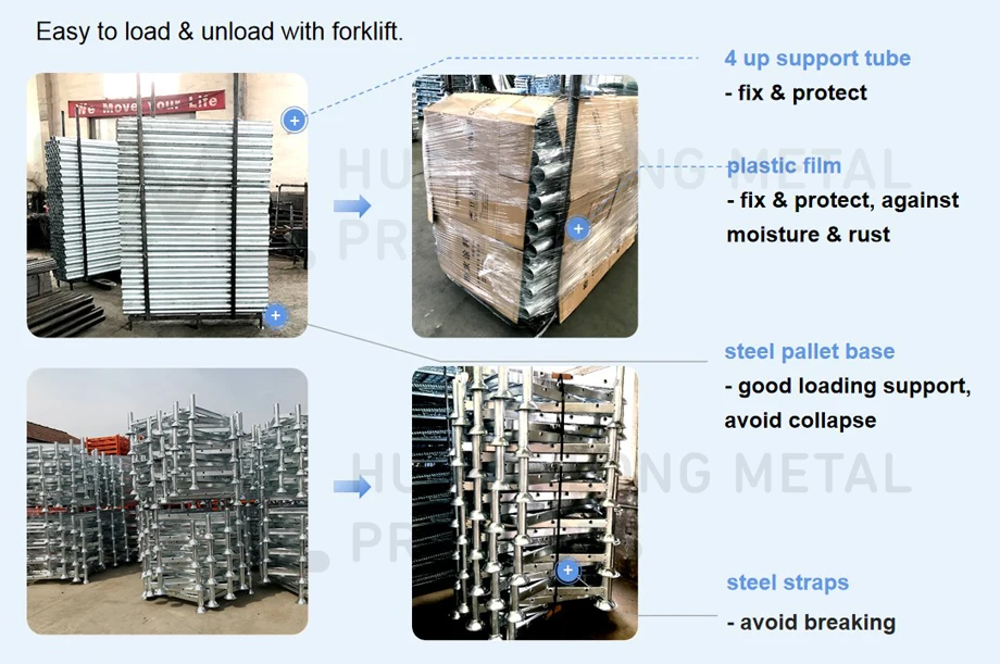 Euro Industrial Storage Outdoor Folding Double Stacking Steel Pallet ...