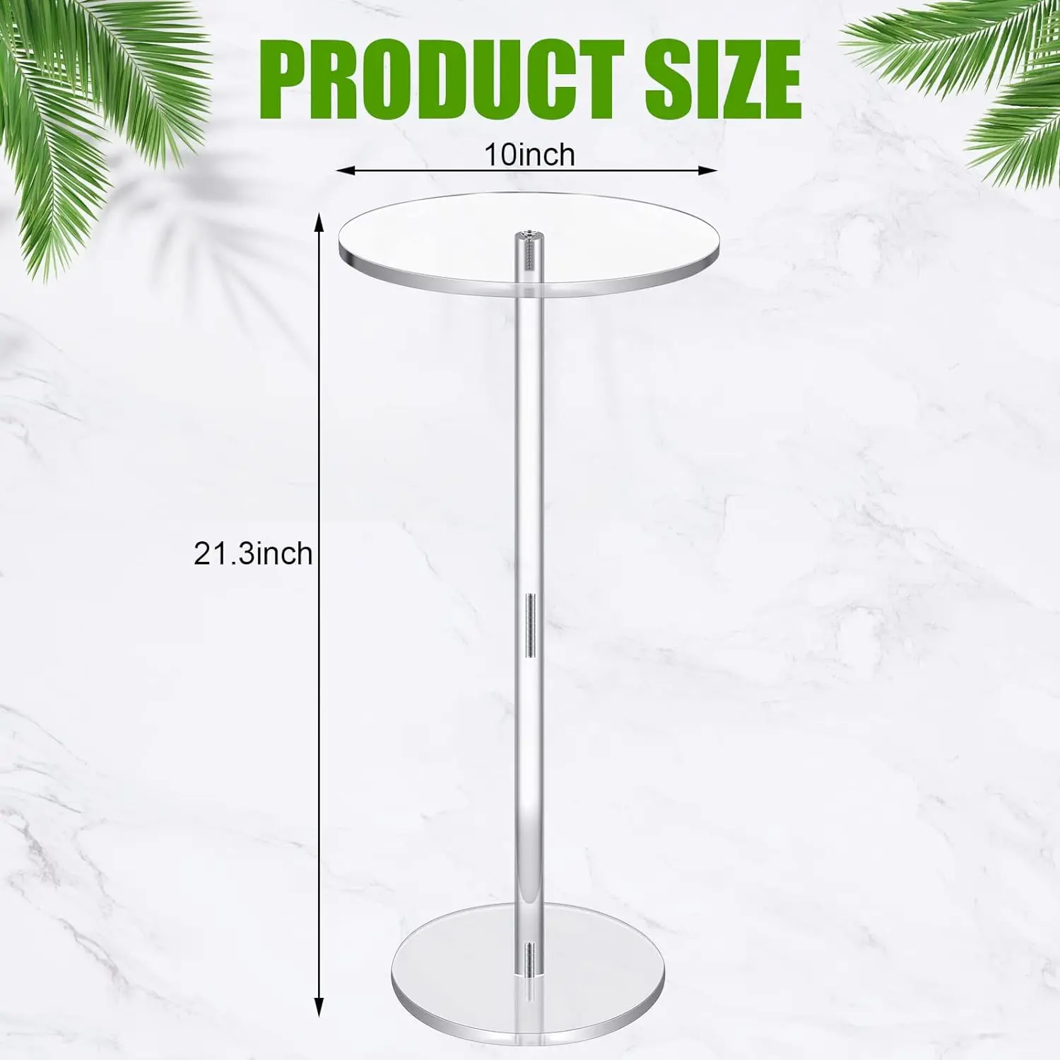 Small Clear Acrylic Round Drink Table 10" X 10" X 21.3" Living Room ...