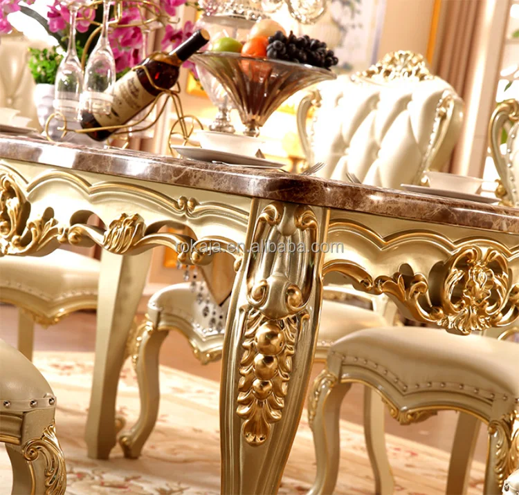 Luxury Marble Top Dining Table Set - Solid Wood & Style