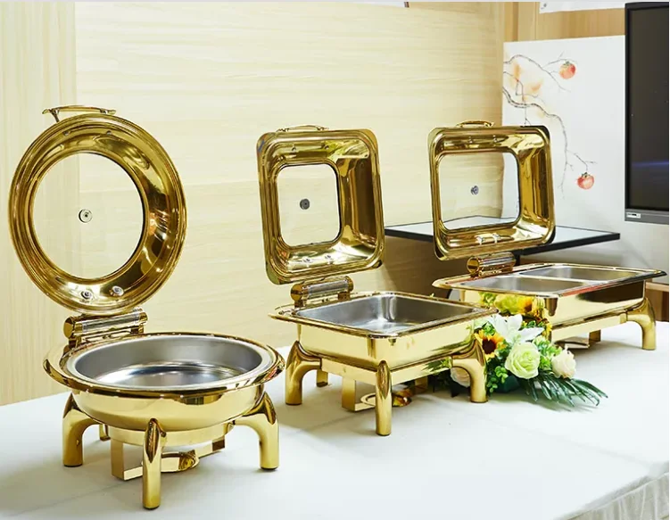 Roll Top Gold Luxury Chefing Chaffers Bougie Catering Restaurant Buffet ...