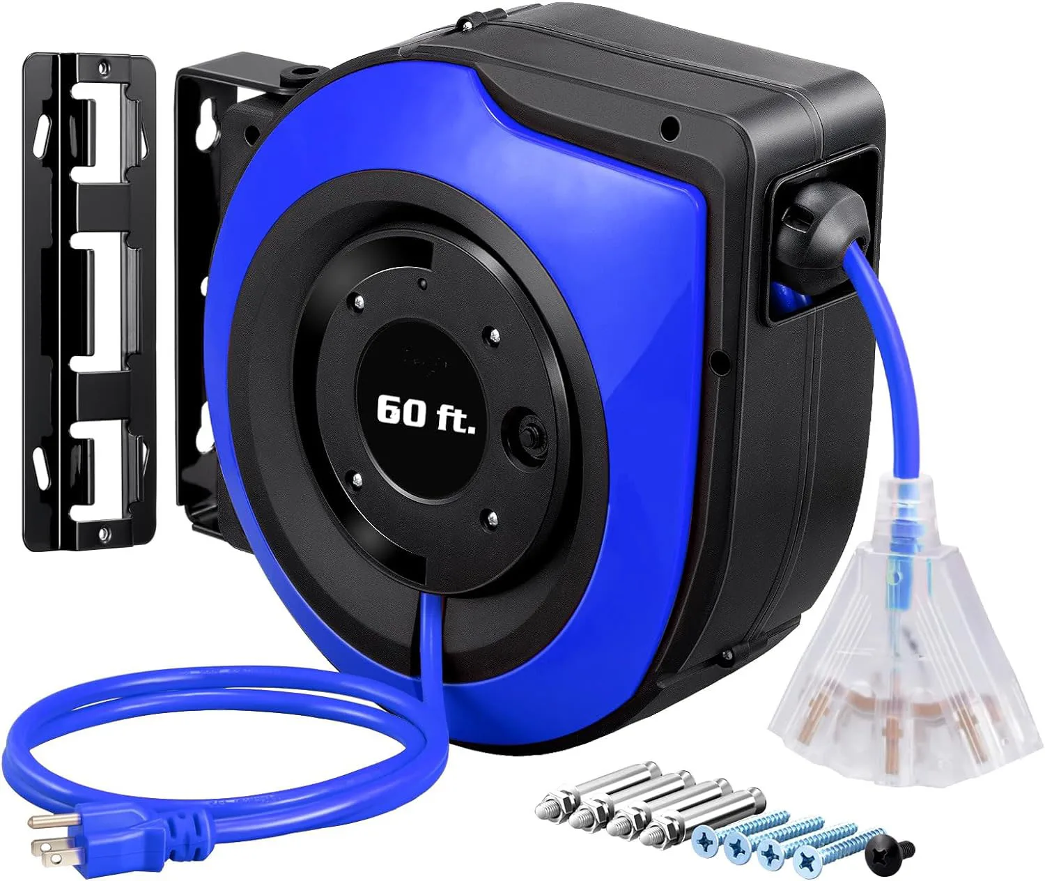 60 Feet Retractable Extension Cord Reel - Heavy Duty Power