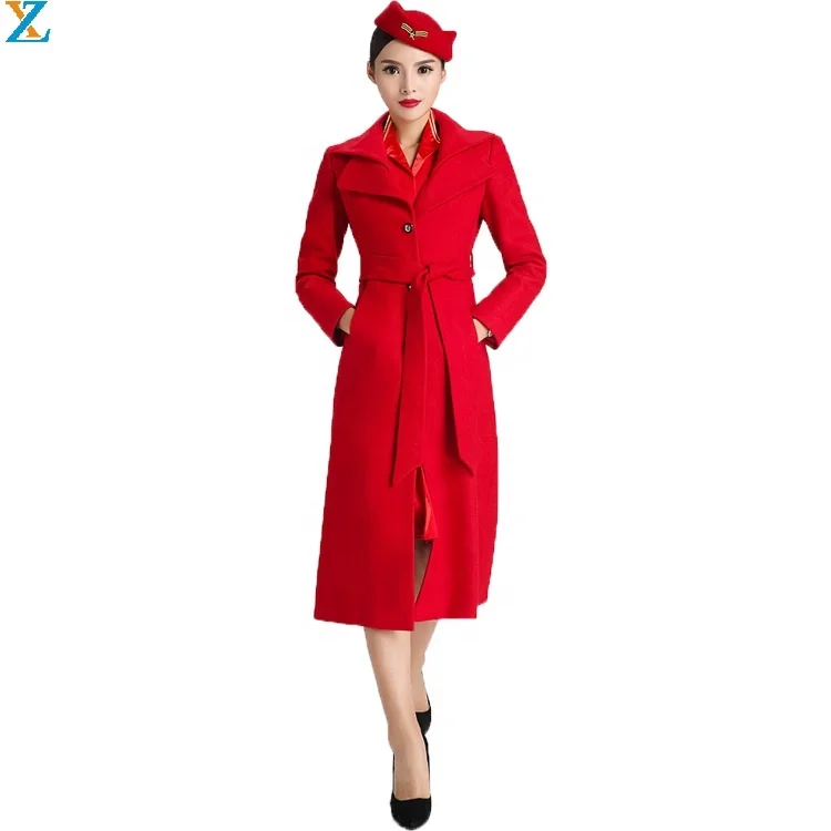 Flight Attendant Uniform Fashion Red Blazer Skirt Airline Stewardess ...