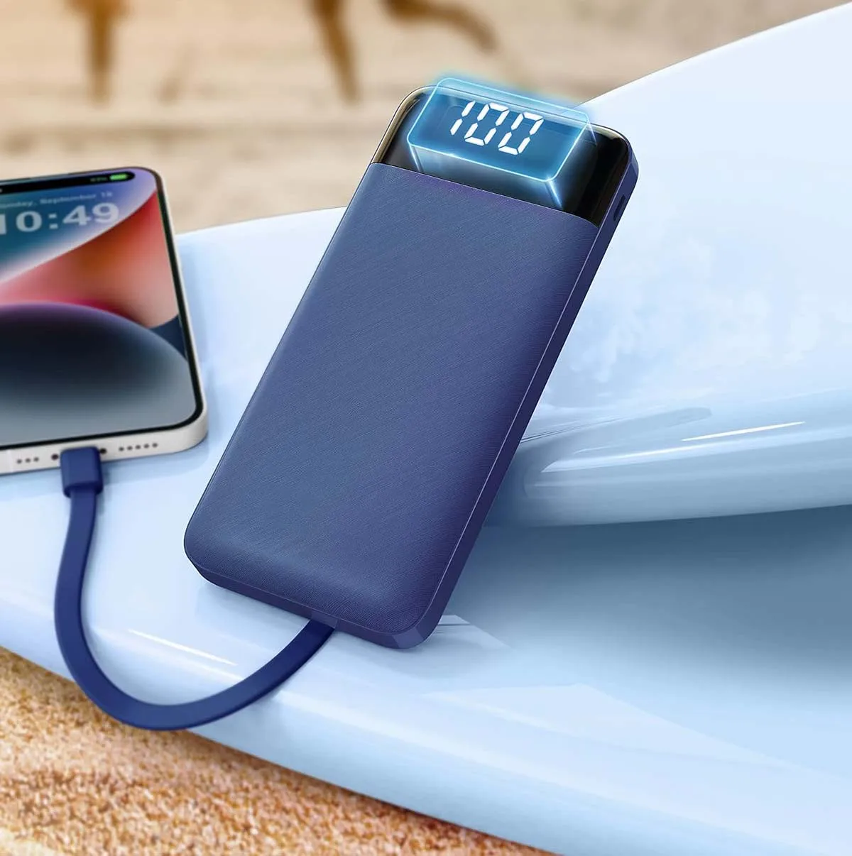 Customized Built In Cables Portable Charger With Cords Wires Slim ...