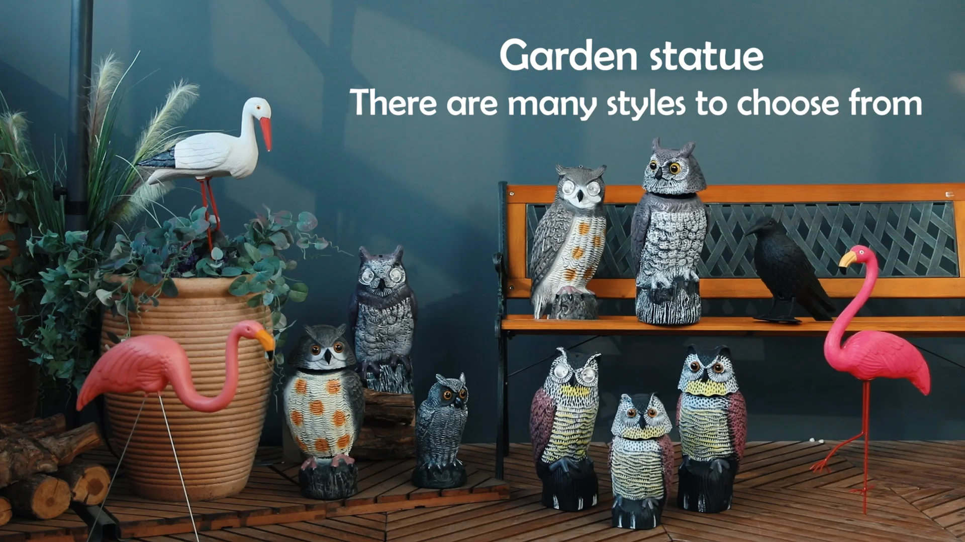 Outdoor Patio Garden Ornament Display Pink Flamingo Sculpture Pair In ...