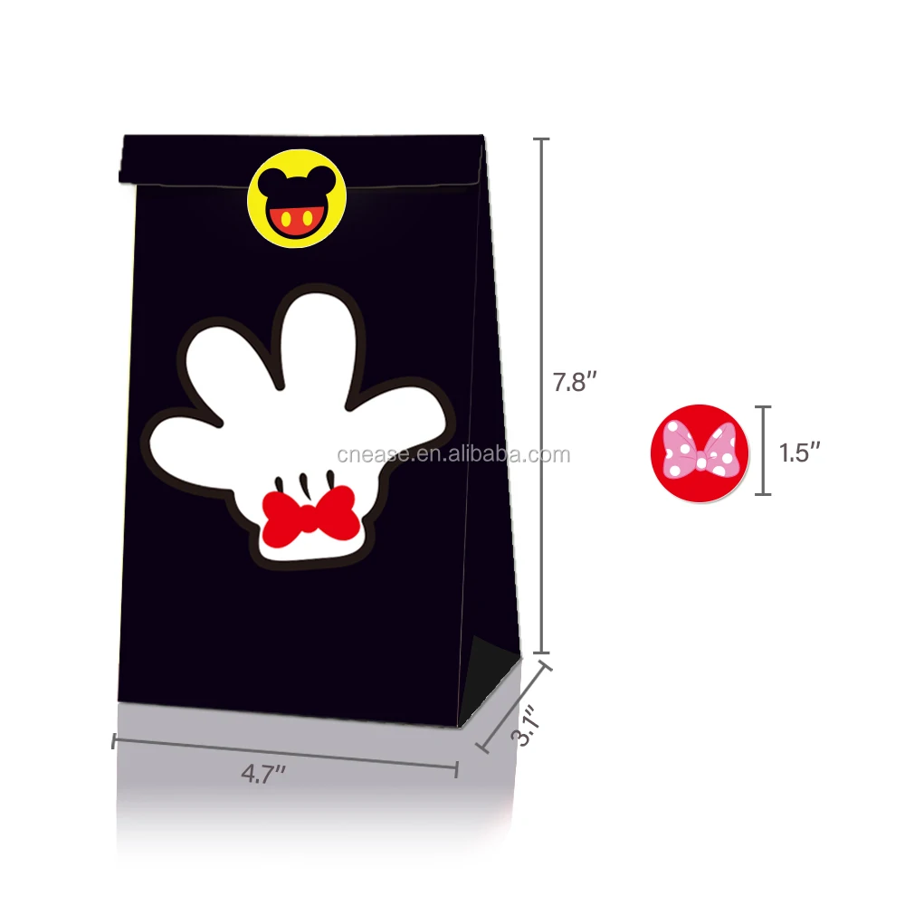 Huancai Cartoon Mickey Party Favors Bag 12 Pcs Paper Bags Gift Candy ...