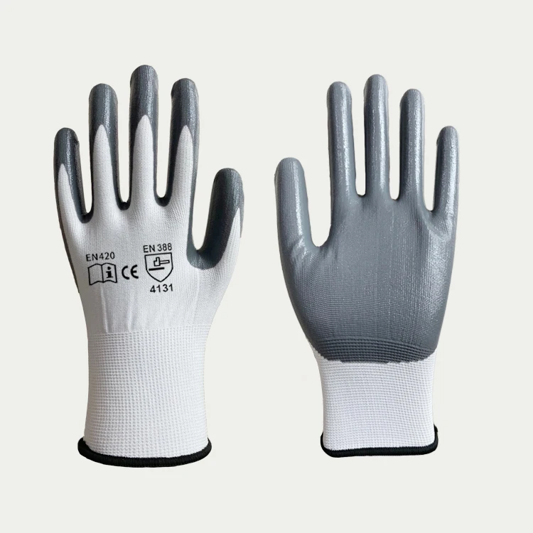 Industrial Nitrile Coated Safety Gloves Anti Slip Work Construction ...